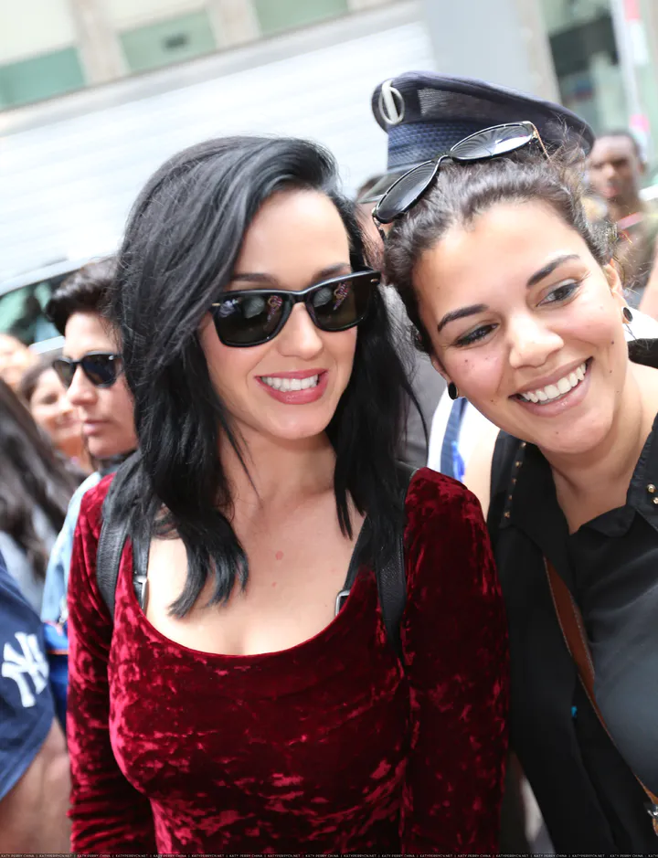 Katy Perry doing some interviews at radio stations in New York City to ...