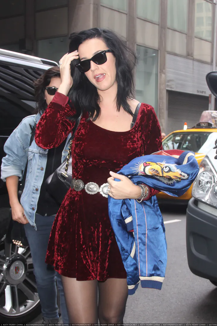 Katy Perry doing some interviews at radio stations in New York City to ...