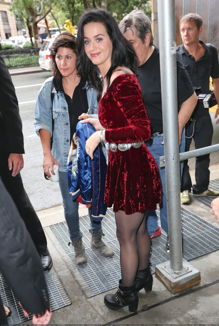 Katy Perry doing some interviews at radio stations in New York City to ...