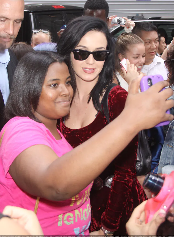 Katy Perry doing some interviews at radio stations in New York City to ...