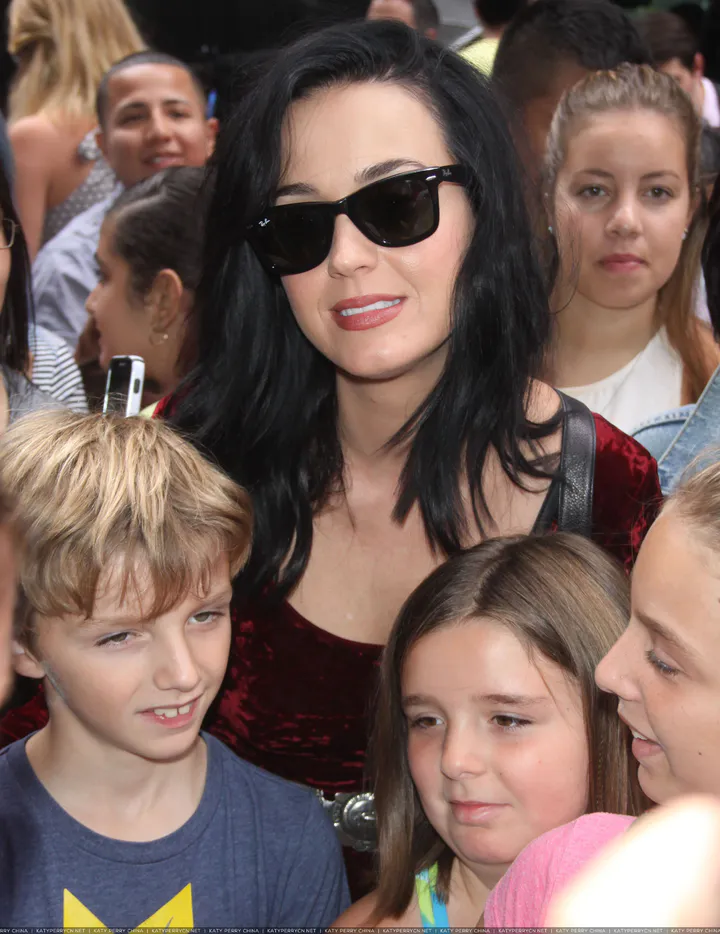 Katy Perry doing some interviews at radio stations in New York City to ...
