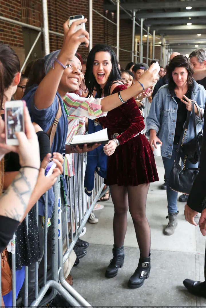 Katy Perry doing some interviews at radio stations in New York City to ...