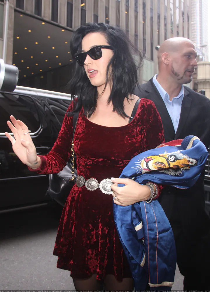 Katy Perry doing some interviews at radio stations in New York City to ...